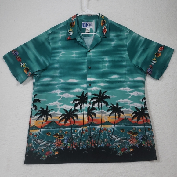RJC | Shirts | Vintage Rjc Hawaiian Palm Tree Tropical Fish Made In ...